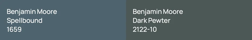 Benjamin Moore Spellbound vs. Benjamin Moore Dark Pewter comparison