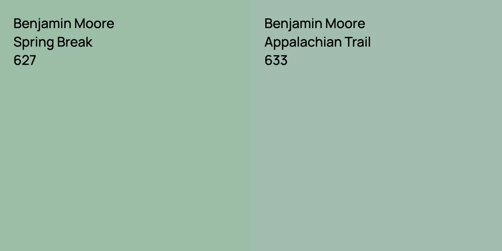 Benjamin Moore Spring Break vs. Benjamin Moore Appalachian Trail comparison