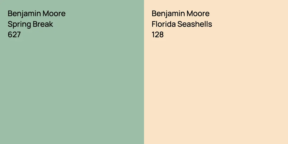 Benjamin Moore Spring Break vs. Benjamin Moore Florida Seashells comparison