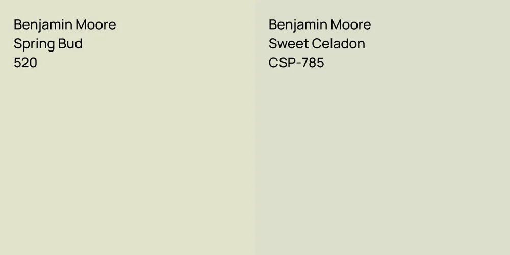 Benjamin Moore Spring Bud vs. Benjamin Moore Sweet Celadon comparison