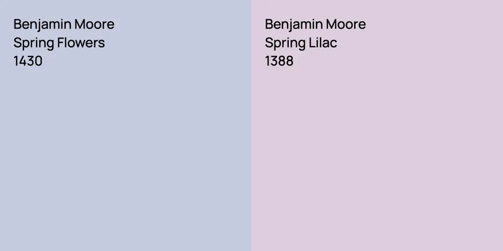Benjamin Moore Spring Flowers vs. Benjamin Moore Spring Lilac comparison
