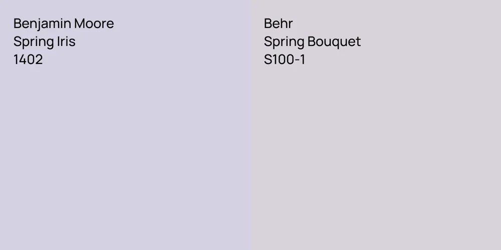 Benjamin Moore Spring Iris vs. Behr Spring Bouquet comparison
