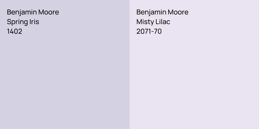 Benjamin Moore Spring Iris vs. Benjamin Moore Misty Lilac comparison