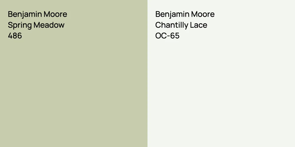 Benjamin Moore Spring Meadow vs. Benjamin Moore Chantilly Lace comparison