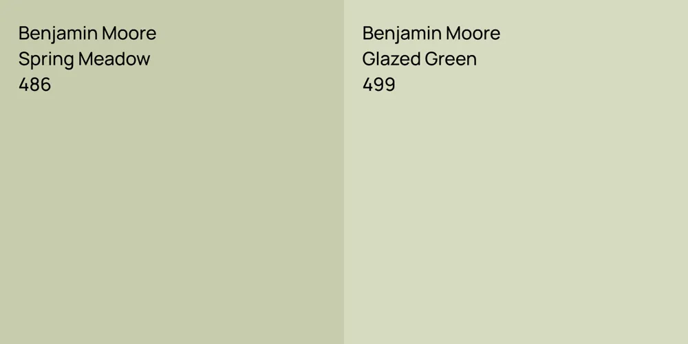 Benjamin Moore Spring Meadow vs. Benjamin Moore Glazed Green comparison