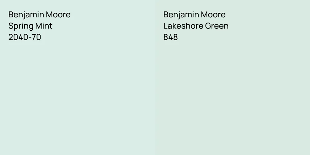 Benjamin Moore Spring Mint vs. Benjamin Moore Lakeshore Green comparison