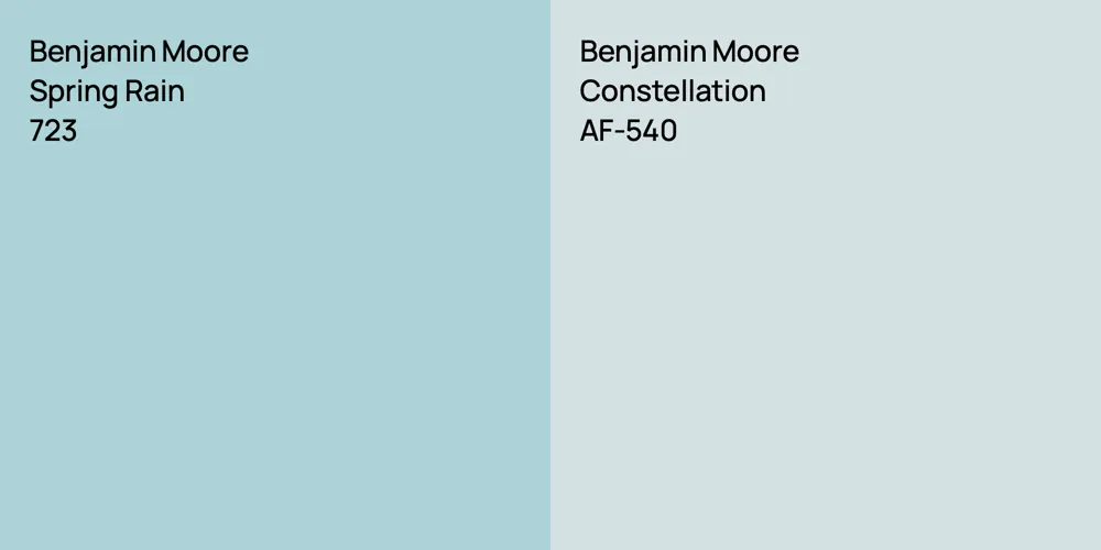 Benjamin Moore Spring Rain vs. Benjamin Moore Constellation comparison