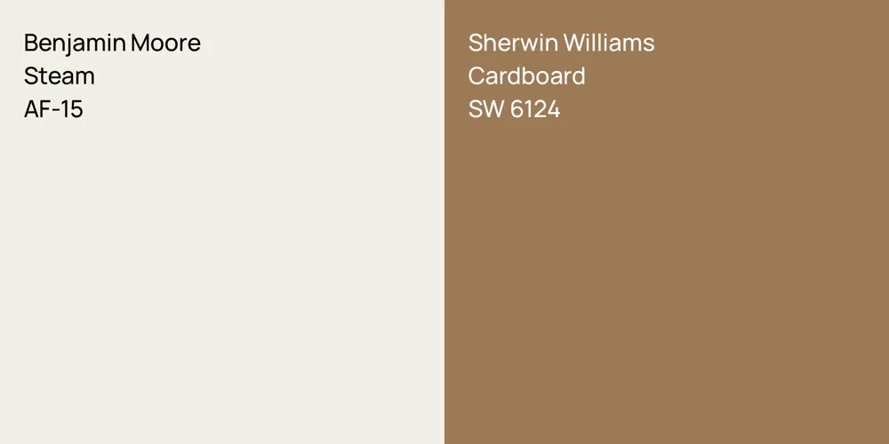 Benjamin Moore Steam vs. Sherwin Williams Cardboard comparison