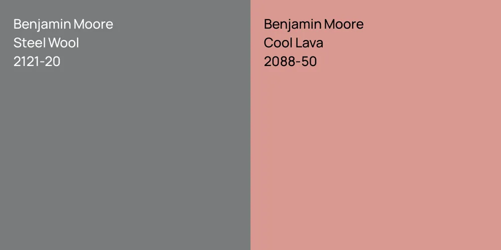 Benjamin Moore Steel Wool vs. Benjamin Moore Cool Lava comparison