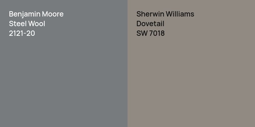 Benjamin Moore Steel Wool vs. Sherwin Williams Dovetail comparison