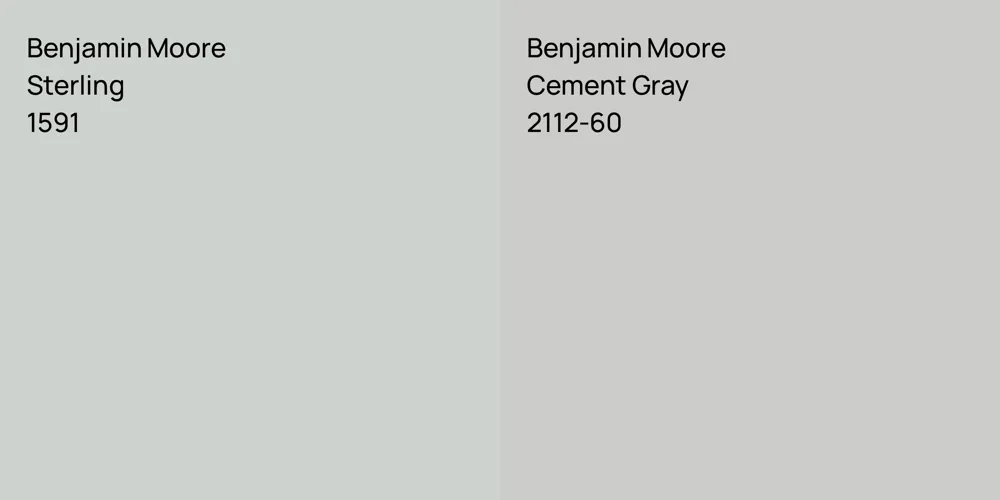 Benjamin Moore Sterling vs. Benjamin Moore Cement Gray comparison
