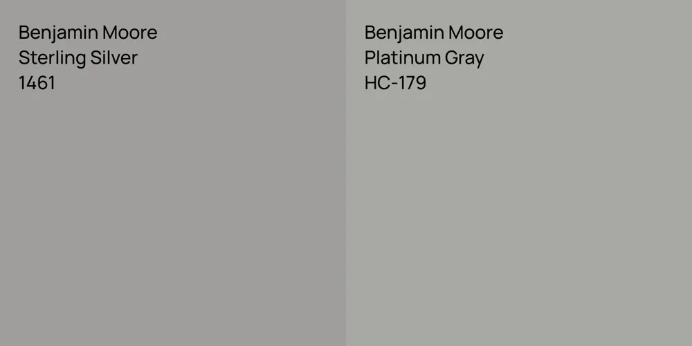 Benjamin Moore Sterling Silver vs. Benjamin Moore Platinum Gray comparison