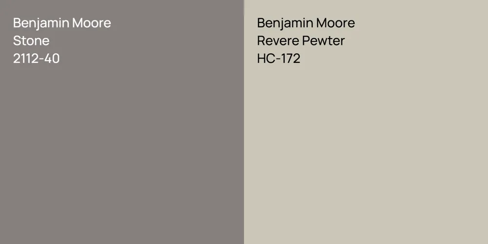 Benjamin Moore Stone vs. Benjamin Moore Revere Pewter comparison