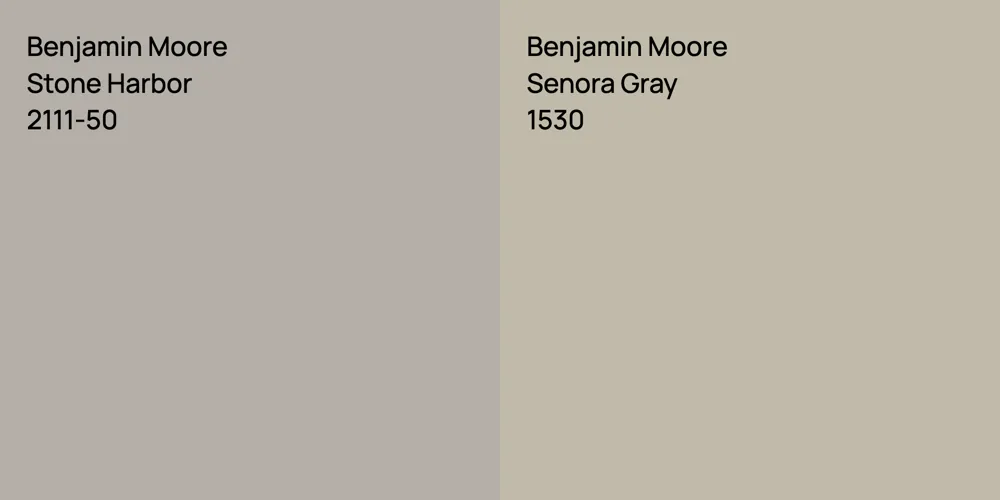 Benjamin Moore Stone Harbor vs. Benjamin Moore Senora Gray comparison