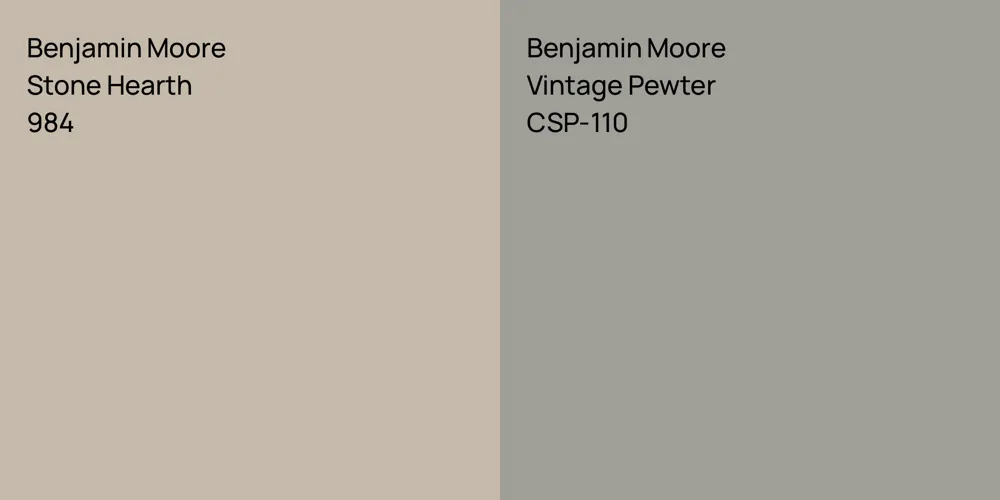 Benjamin Moore Stone Hearth vs. Benjamin Moore Vintage Pewter comparison
