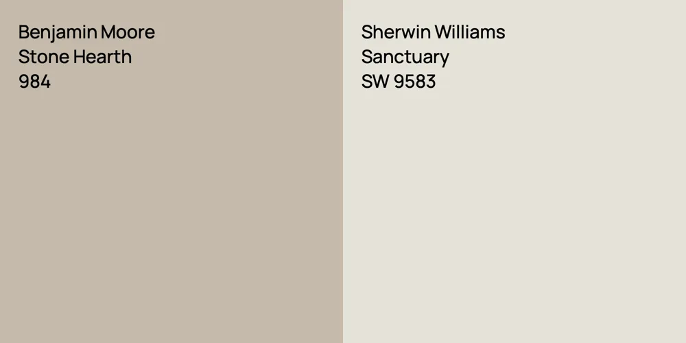 Benjamin Moore Stone Hearth vs. Sherwin Williams Sanctuary comparison