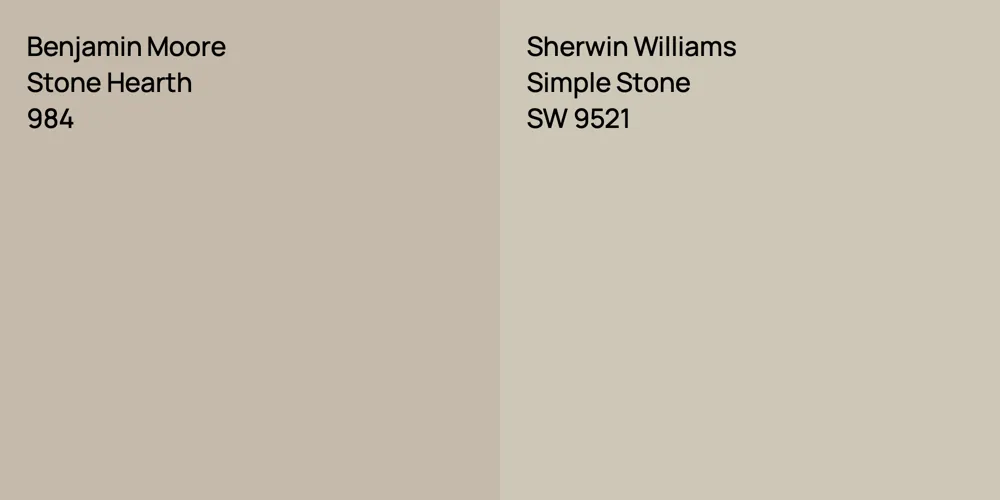 Benjamin Moore Stone Hearth vs. Sherwin Williams Simple Stone comparison