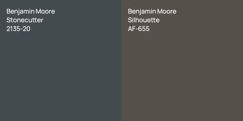 Benjamin Moore Stonecutter vs. Benjamin Moore Silhouette comparison
