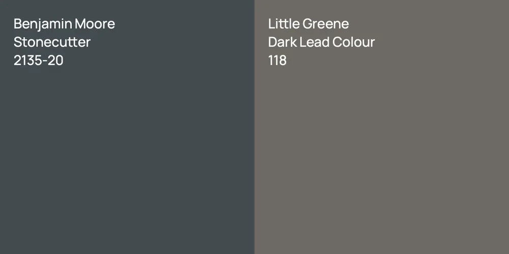 Benjamin Moore Stonecutter vs. Little Greene Dark Lead Colour comparison