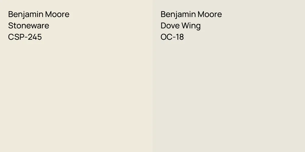 Benjamin Moore Stoneware vs. Benjamin Moore Dove Wing comparison