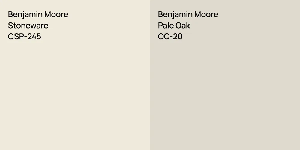 Benjamin Moore Stoneware vs. Benjamin Moore Pale Oak comparison