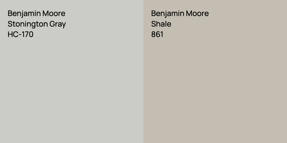 Benjamin Moore Stonington Gray vs. Benjamin Moore Shale comparison