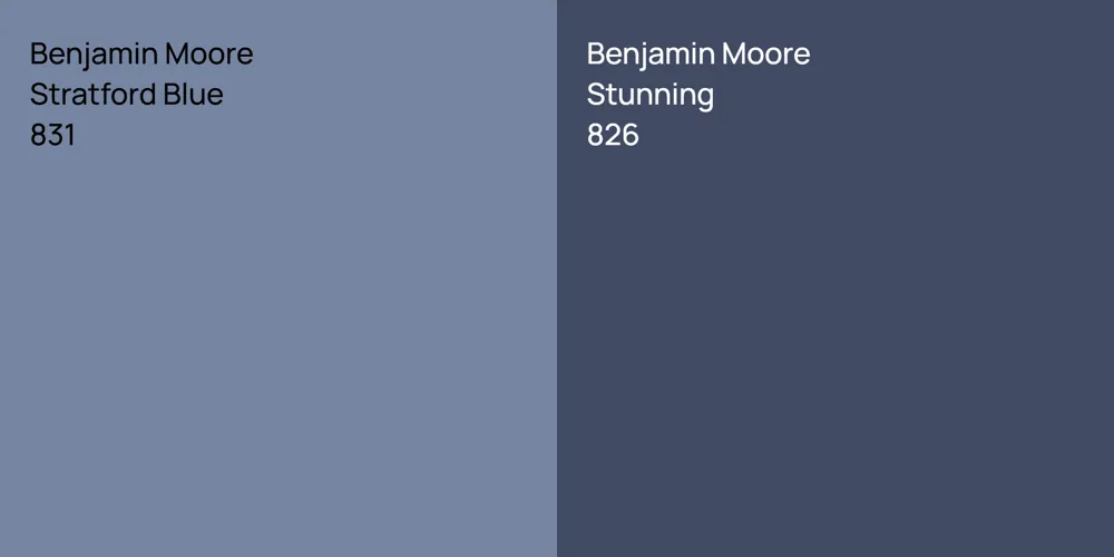 Benjamin Moore Stratford Blue vs. Benjamin Moore Stunning comparison