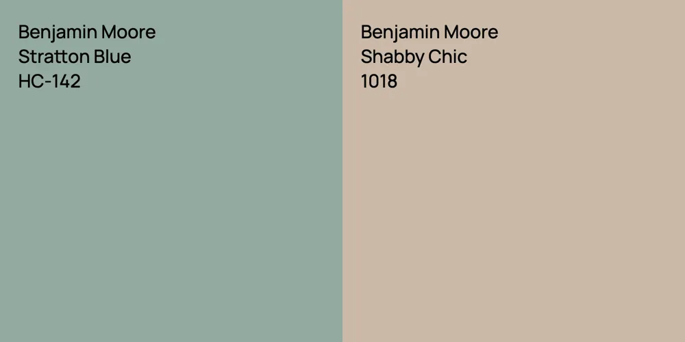 Benjamin Moore Stratton Blue vs. Benjamin Moore Shabby Chic comparison