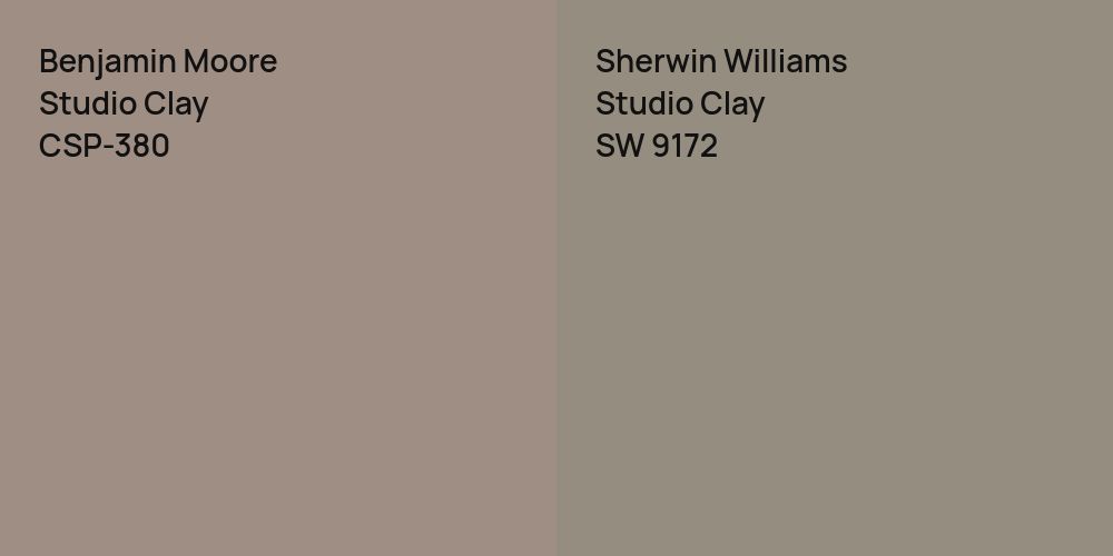 Benjamin Moore Studio Clay vs. Sherwin Williams Studio Clay comparison