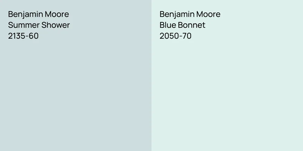 Benjamin Moore Summer Shower vs. Benjamin Moore Blue Bonnet comparison