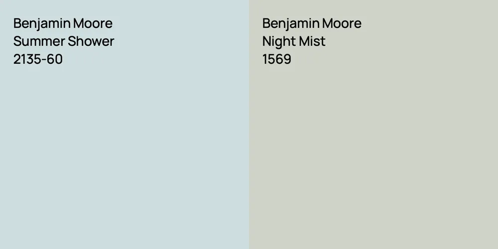 Benjamin Moore Summer Shower vs. Benjamin Moore Night Mist comparison