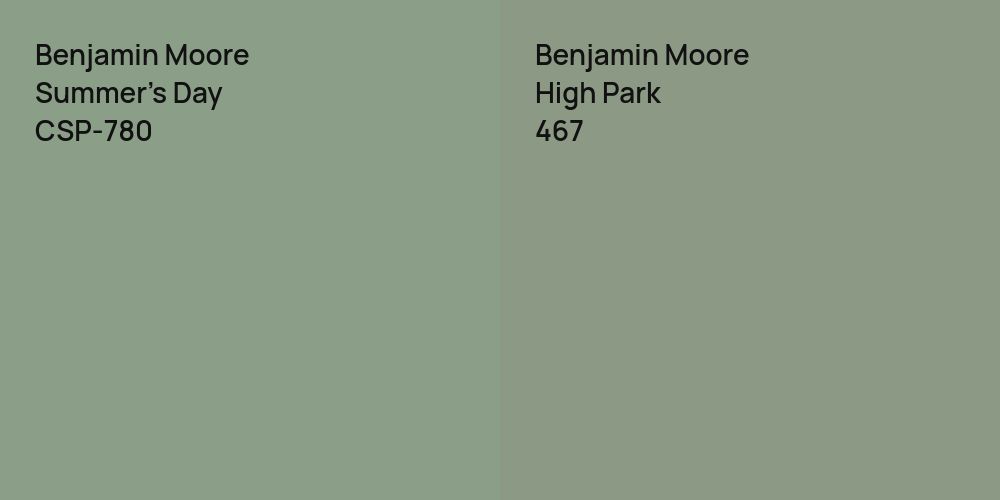 Benjamin Moore Summer's Day vs. Benjamin Moore High Park comparison