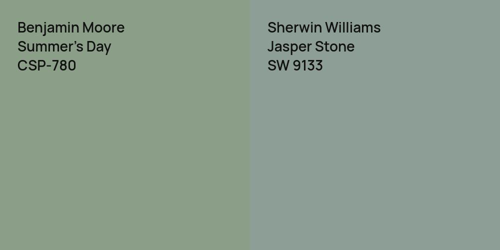 Benjamin Moore Summer's Day vs. Sherwin Williams Jasper Stone comparison