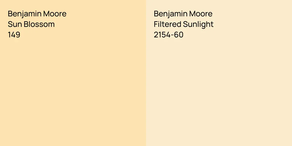 Benjamin Moore Sun Blossom vs. Benjamin Moore Filtered Sunlight comparison