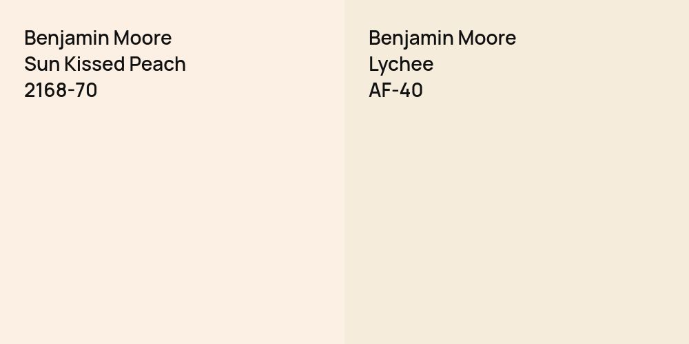 Benjamin Moore Sun Kissed Peach vs. Benjamin Moore Lychee comparison