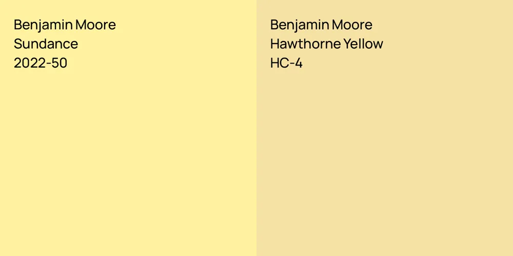 Benjamin Moore Sundance vs. Benjamin Moore Hawthorne Yellow comparison