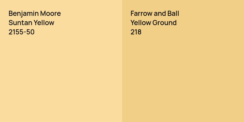 Benjamin Moore Suntan Yellow vs. Farrow and Ball Yellow Ground comparison
