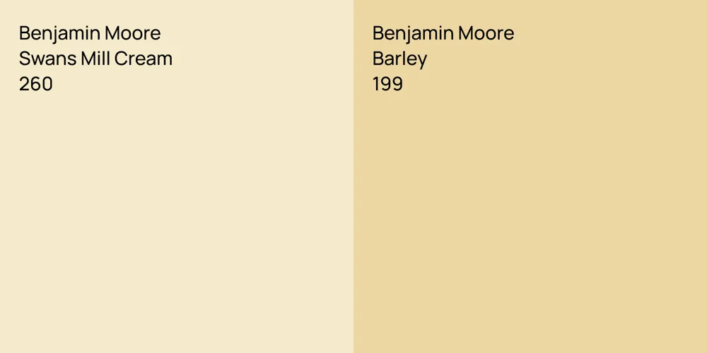 Benjamin Moore Swans Mill Cream vs. Benjamin Moore Barley comparison