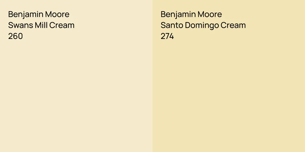 Benjamin Moore Swans Mill Cream vs. Benjamin Moore Santo Domingo Cream ...