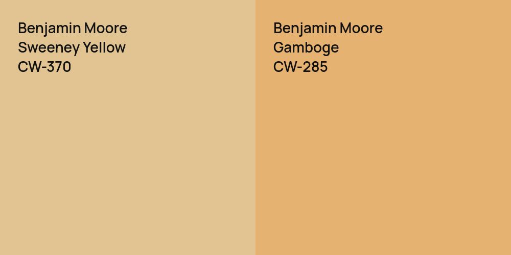 Benjamin Moore Sweeney Yellow vs. Benjamin Moore Gamboge comparison