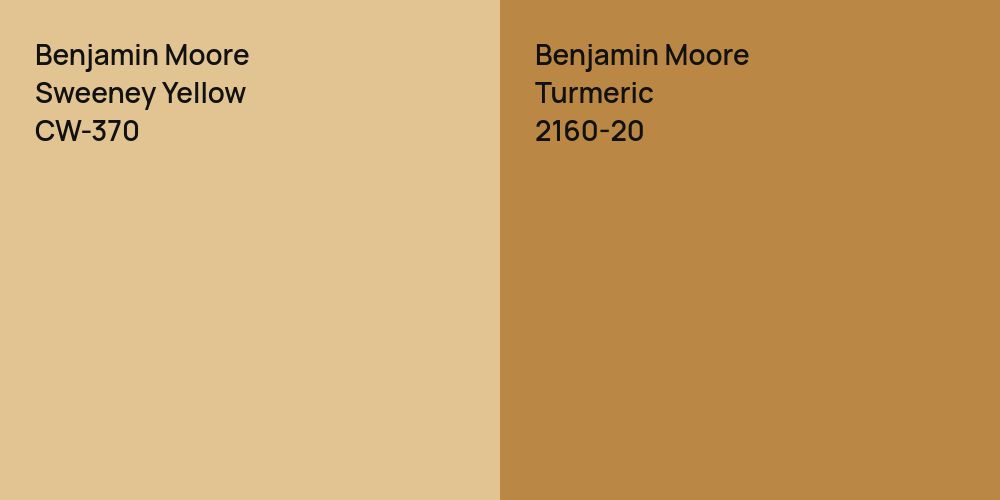 Benjamin Moore Sweeney Yellow vs. Benjamin Moore Turmeric comparison