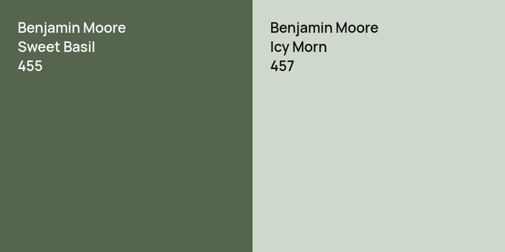 Benjamin Moore Sweet Basil vs. Benjamin Moore Icy Morn comparison