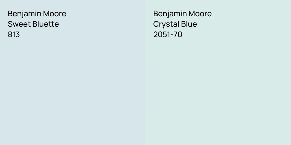 Benjamin Moore Sweet Bluette vs. Benjamin Moore Crystal Blue comparison