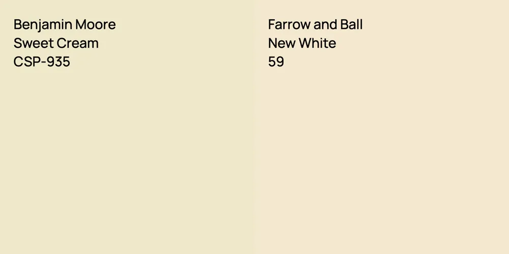 Benjamin Moore Sweet Cream vs. Farrow and Ball New White comparison