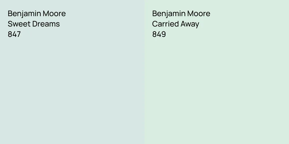 Benjamin Moore Sweet Dreams vs. Benjamin Moore Carried Away comparison
