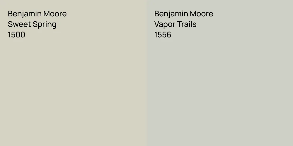 Benjamin Moore Sweet Spring vs. Benjamin Moore Vapor Trails comparison