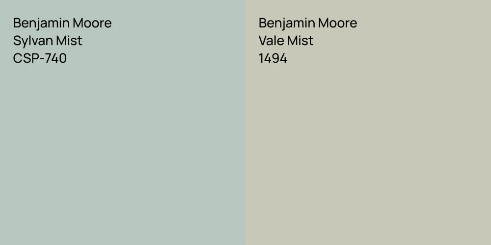 Benjamin Moore Sylvan Mist vs. Benjamin Moore Vale Mist comparison