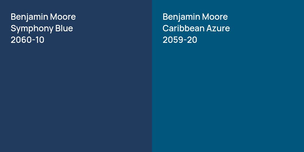 Benjamin Moore Symphony Blue vs. Benjamin Moore Caribbean Azure comparison