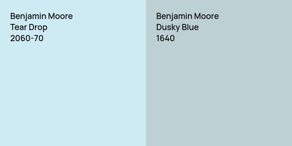 Benjamin Moore Tear Drop vs. Benjamin Moore Dusky Blue comparison