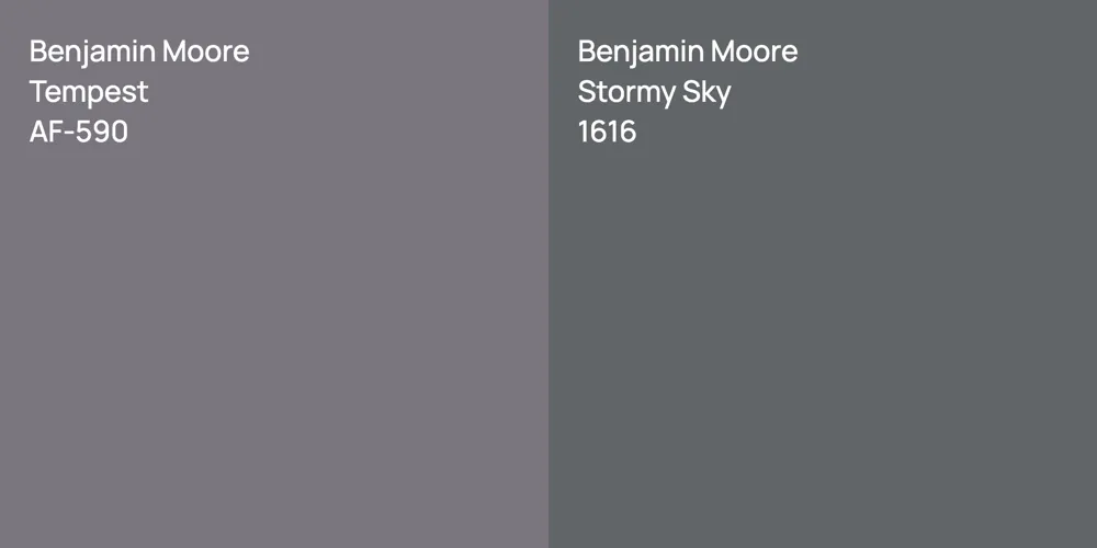 Benjamin Moore Tempest vs. Benjamin Moore Stormy Sky comparison